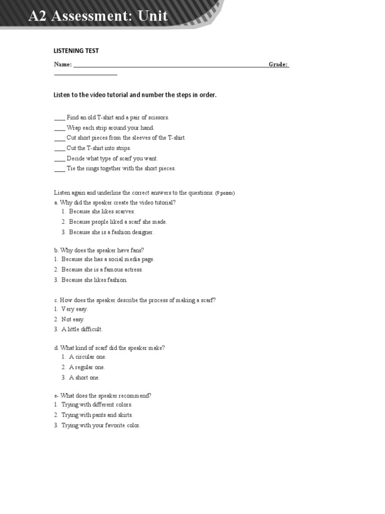 Scarf-Making Listening Test Guide | PDF