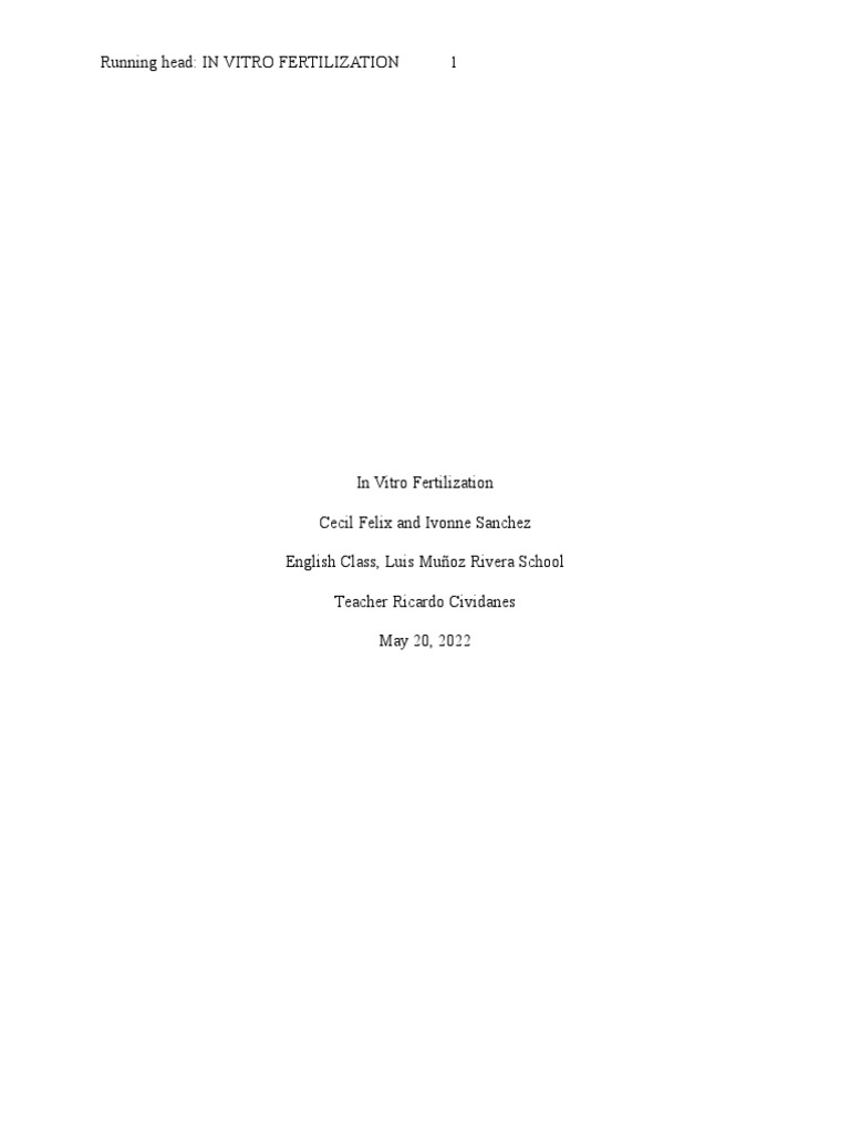 Research Paper Apa Format | PDF | In Vitro Fertilisation | Reproductive ...