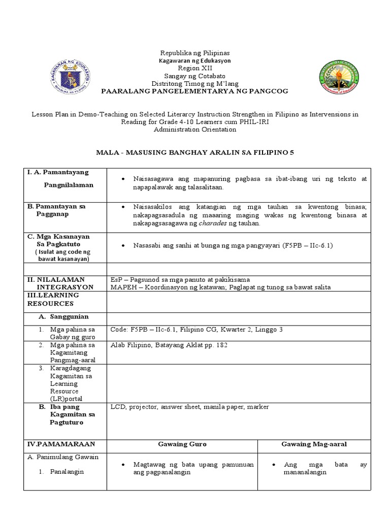 Demonstration Teaching in Filipino | PDF