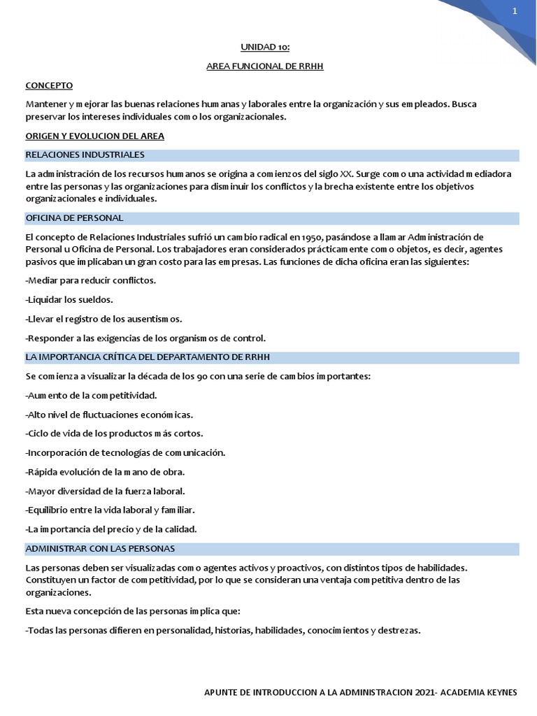Unidad 10-Intro Admin (Keynes) | PDF | Gestión de recursos humanos | Reclutamiento
