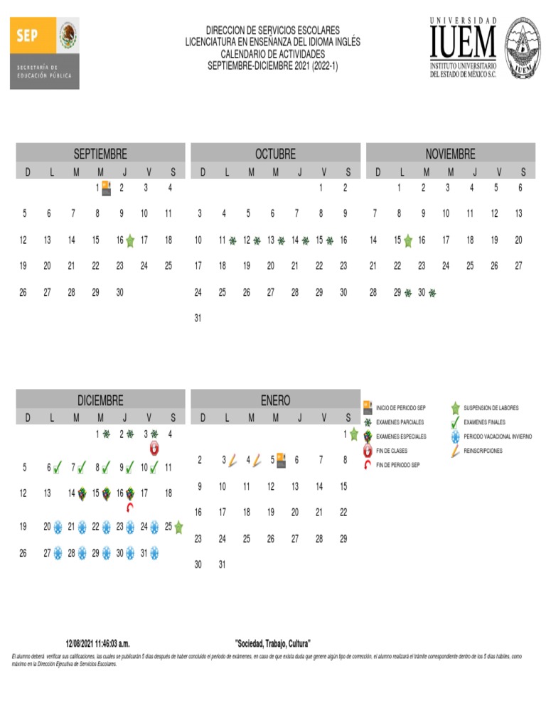 Calendario Actividades Inglés 2021 | PDF