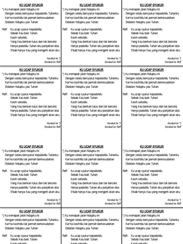 Lirik Lagu KU UCAP SYUKUR | PDF