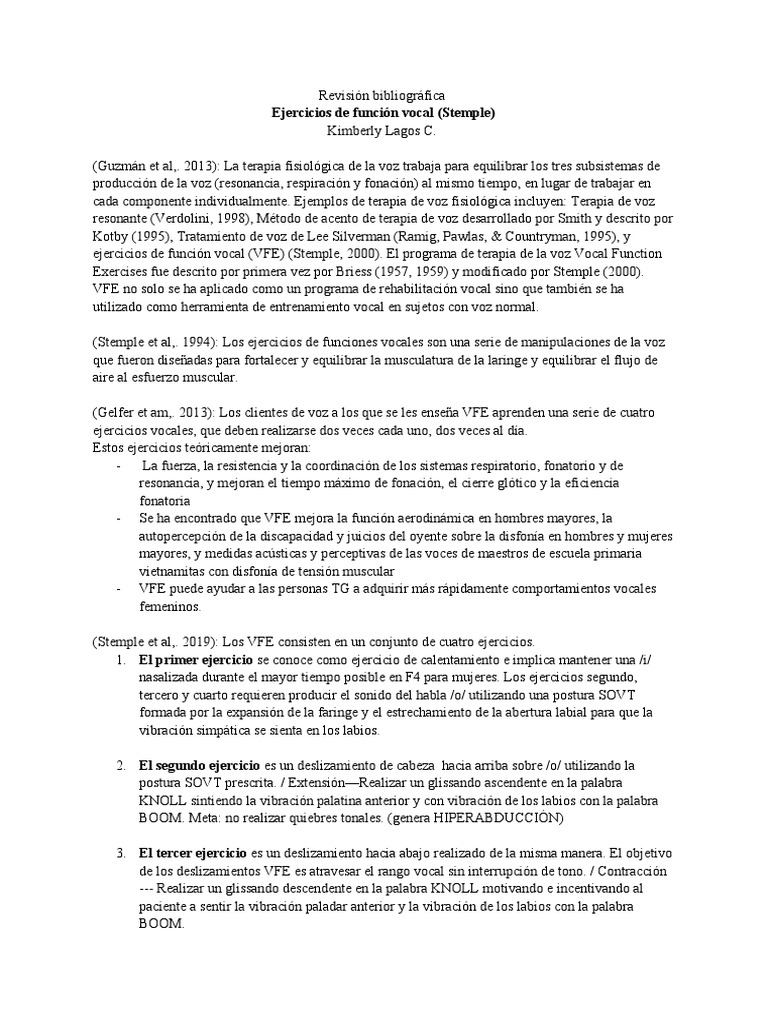 Ejercicios de Función Vocal Stemple | PDF | Medicina CLINICA