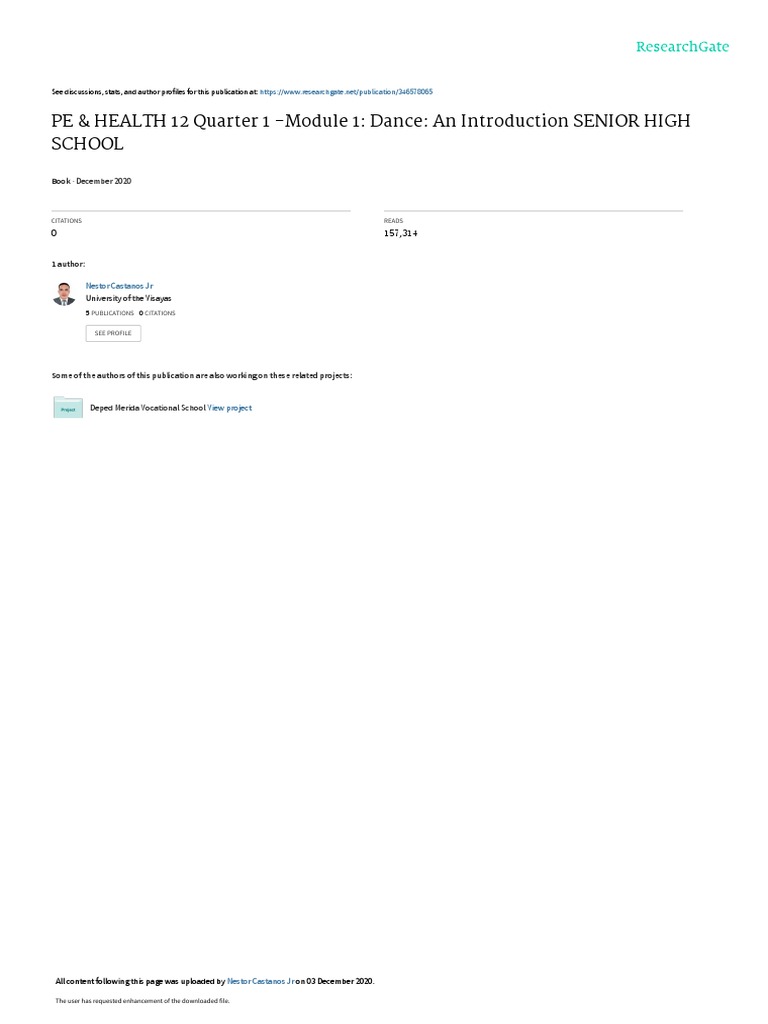 Peh12 q1 Module1 Danceintro v1 | PDF | Physical Fitness | Dances