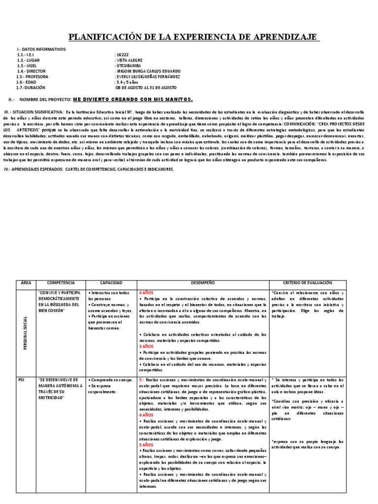 EXPERIENCIA DE APRENDIZAJE 5 Años | PDF | Aprendizaje | Información
