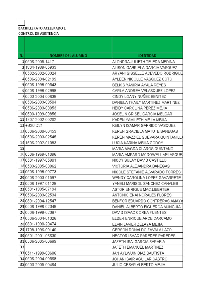 Asistencia I Semestre - BCH Acelerado | PDF | Deportes y actividades al ...
