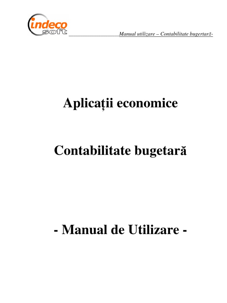 Aplicaţii Economice: Manual Utilizare - Contabilitate Bugertară | PDF ...
