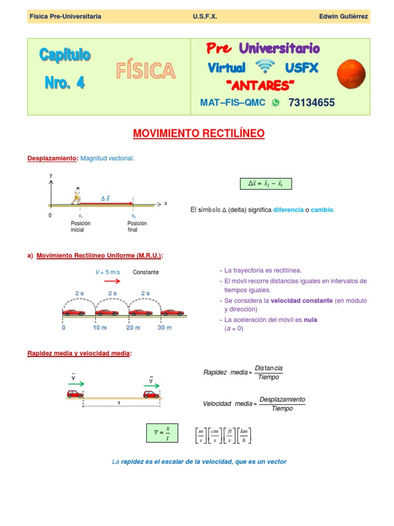 Tema 4 CINEMATICA TRASLACIONAL | PDF | Velocidad | Aceleración