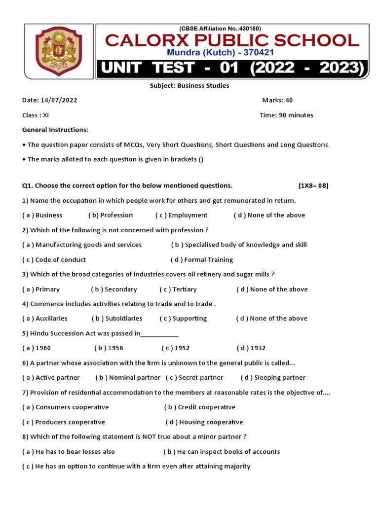 BST UT-1 - 11 - Com | PDF | Business | Economies