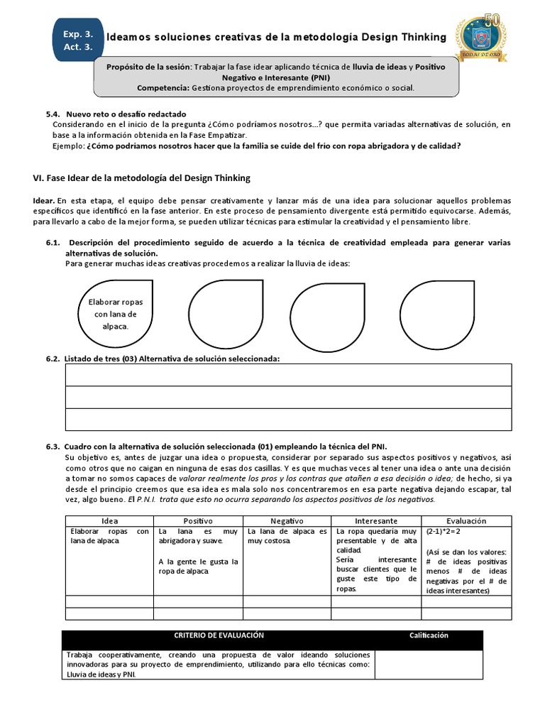 Fase Idear en Design Thinking: Técnicas y Ejemplos | PDF | Evaluación ...