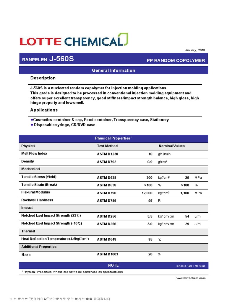 Ranpelen PP Random Copolymer General Information: Description | PDF