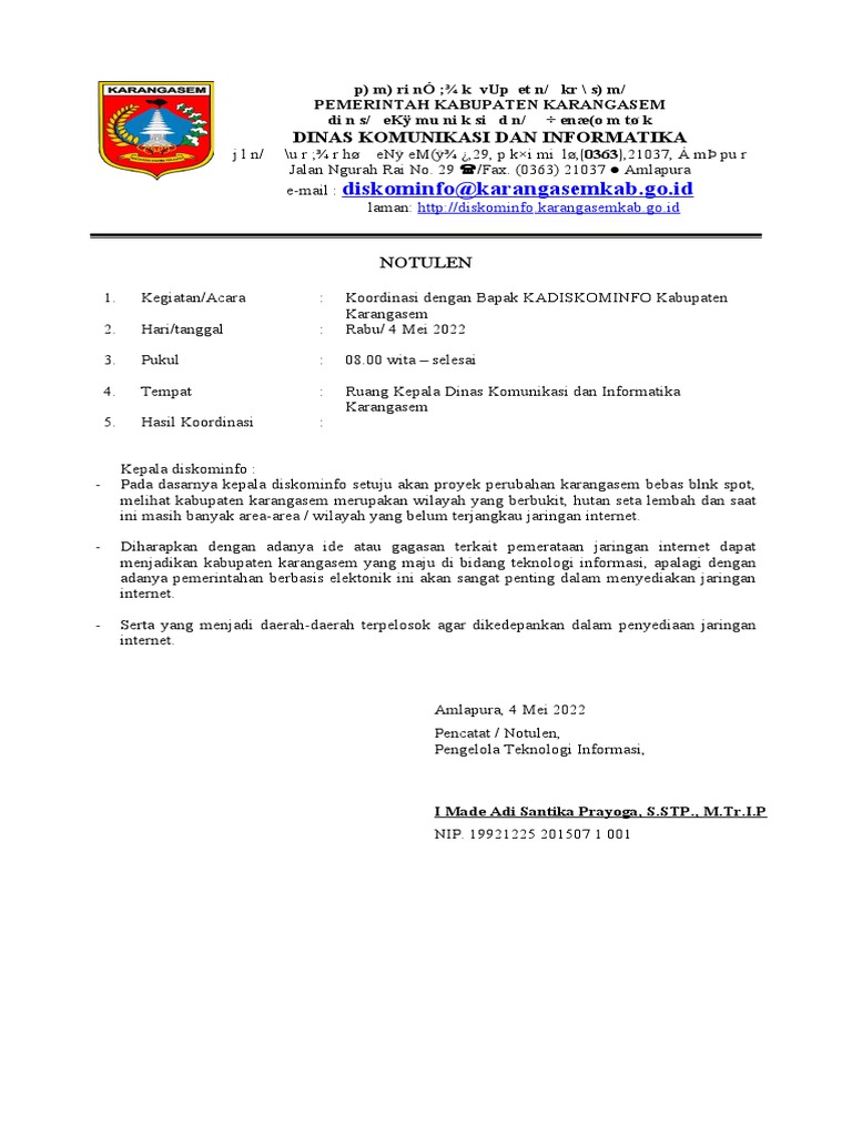 Notulen Koordinasi Dengan Mentor | PDF