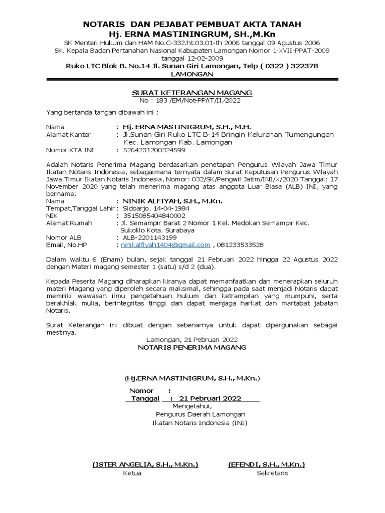 Surat Keterangan Magang | PDF