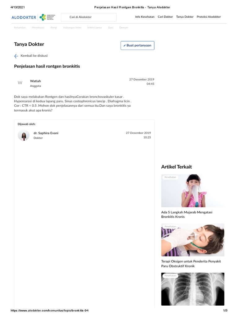 Penjelasan Hasil Rontgen Paru | PDF