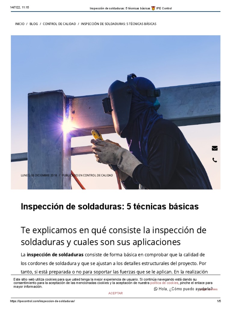 Inspección de Soldaduras - 5 Técnicas Básicas IPE Control | PDF ...