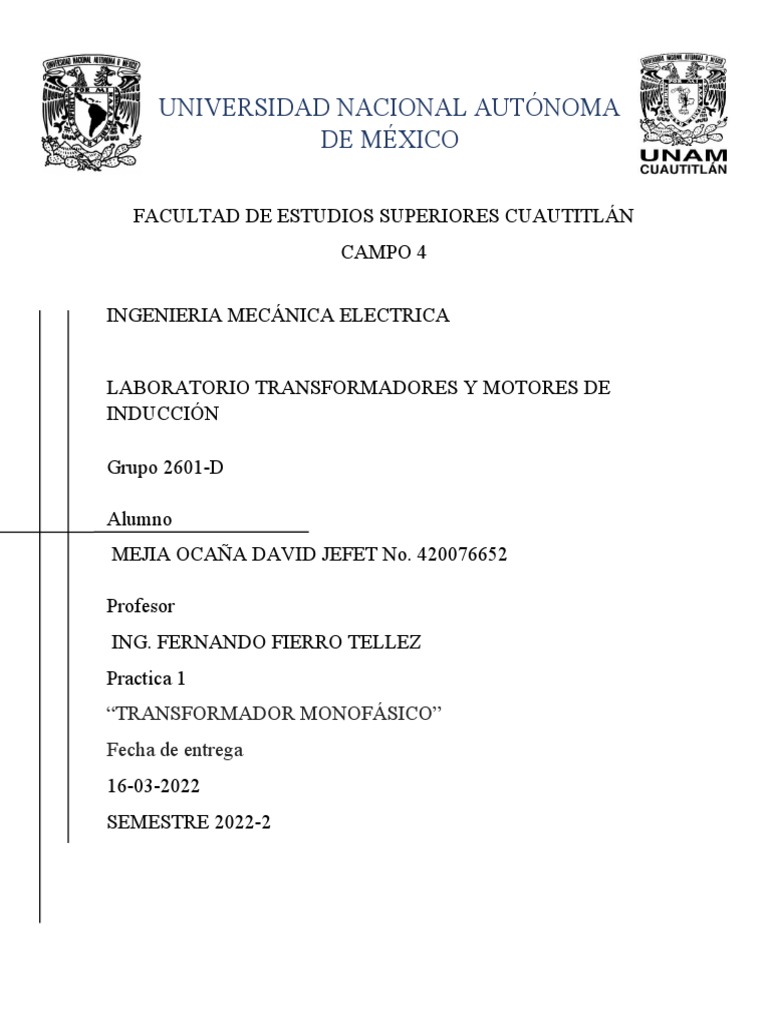 Practica 1 Transformadores | PDF | Transformador | Corriente eléctrica