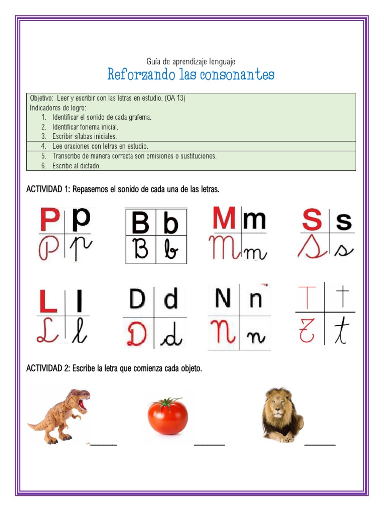 Actividades de 8 Consonantes | PDF | Lingüística | Comunicación humana