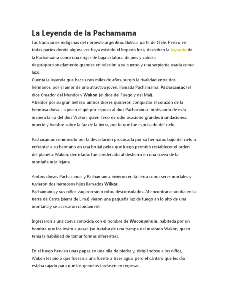 La Leyenda de La Pachamama | PDF