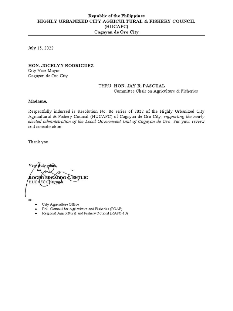 Republic of The Philippines Highly Urbanized City Agricultural ...