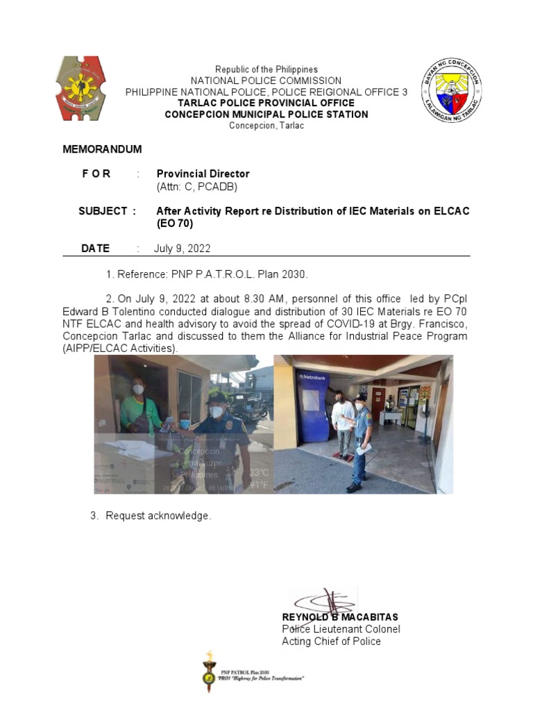 7.9.2022.AAR re Distribution of IEC Materials in relation to NTF ELCAC ...