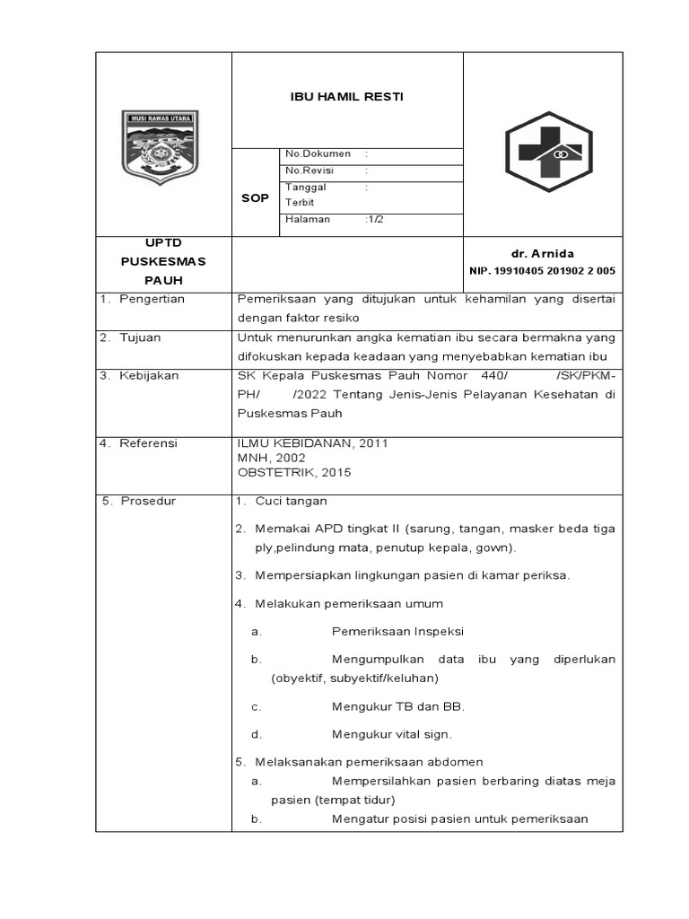 Sop Ibu Hamil Resti | PDF