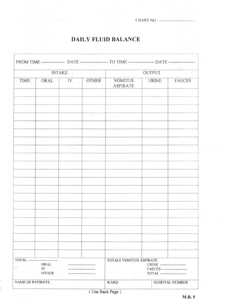 Daily Fluid Balance | PDF
