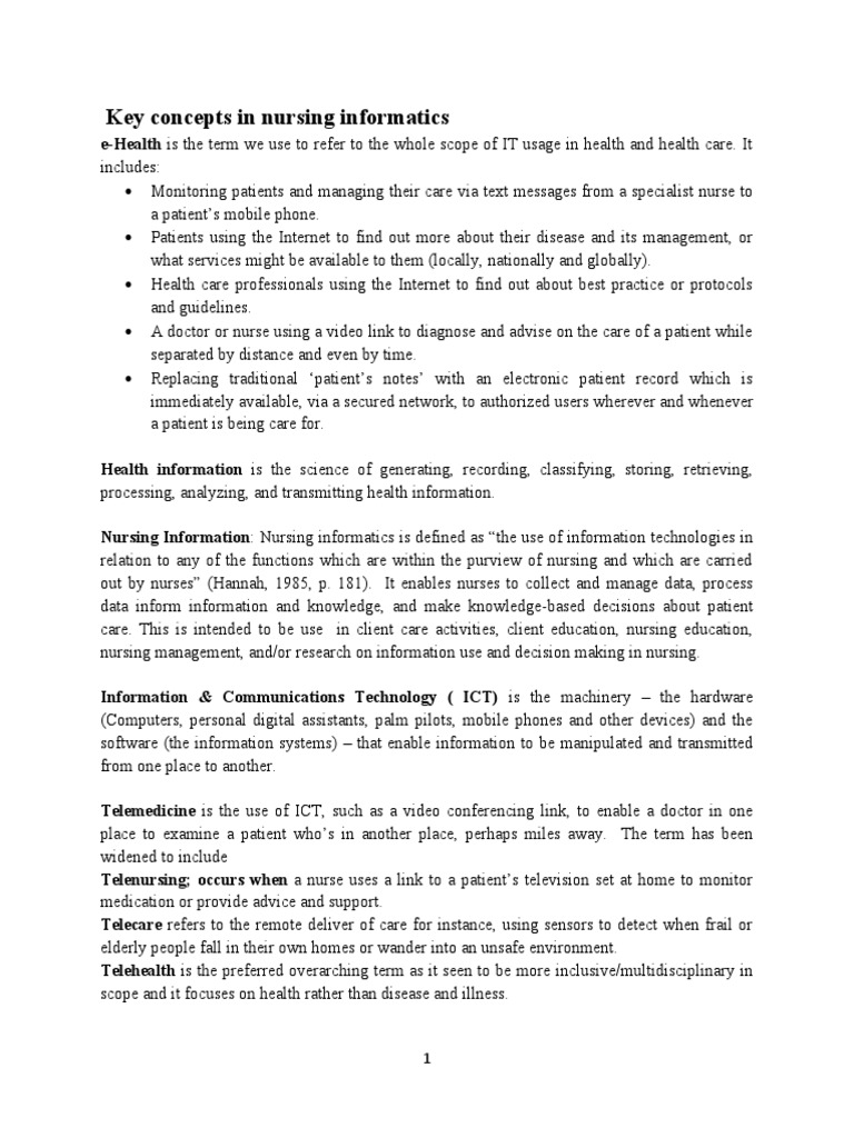Key Concepts in Nursing Informatics | PDF | Health Informatics | Nursing