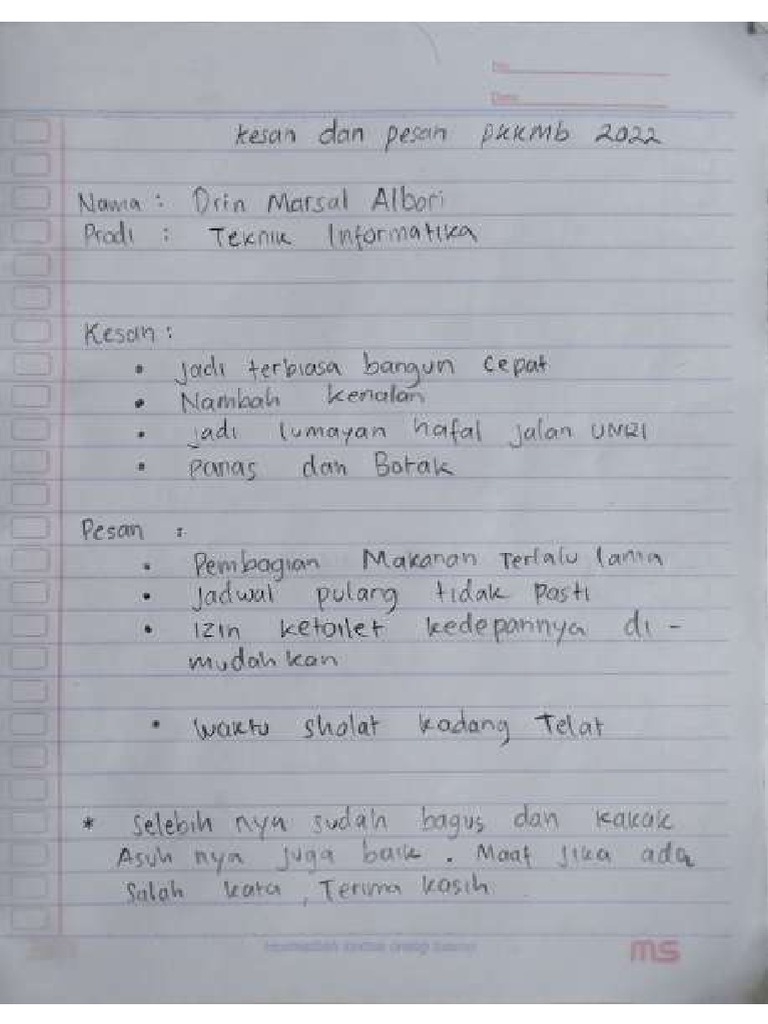 Kesan Dan Pesan PKKMB | PDF