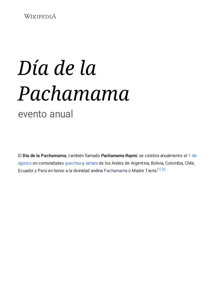 Celebración del Día de la Pachamama | PDF