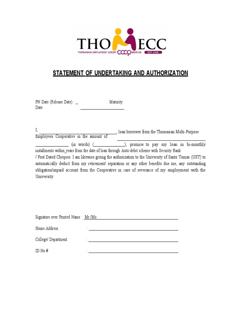 Statement of Undertaking | PDF