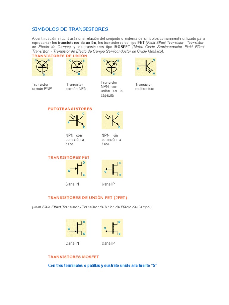 Tipos E Simbolos De Transistores