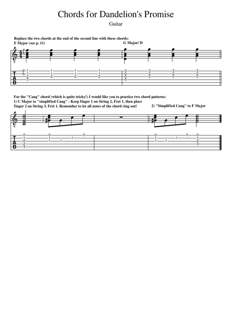 Chords For Dandelion's Promise | PDF