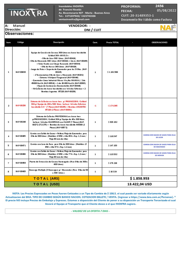 Proforma #2456 | PDF