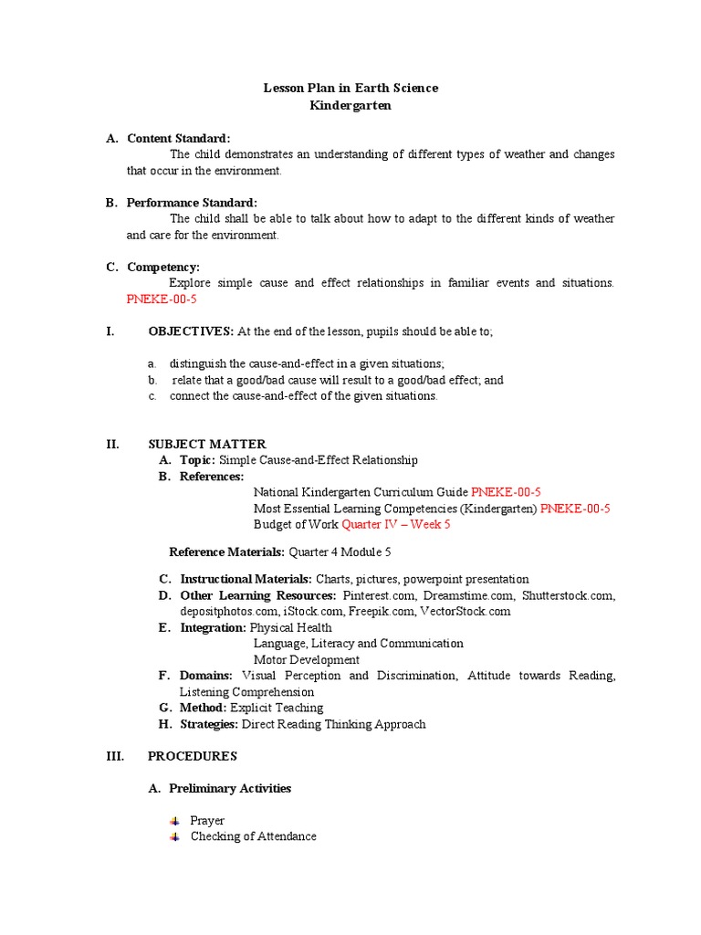 Lesson Plan Kinder Science | PDF | Learning | Cognition