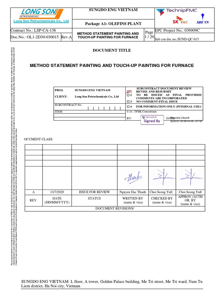 Method Statement for Furnace Painting | PDF | Paint | Welding