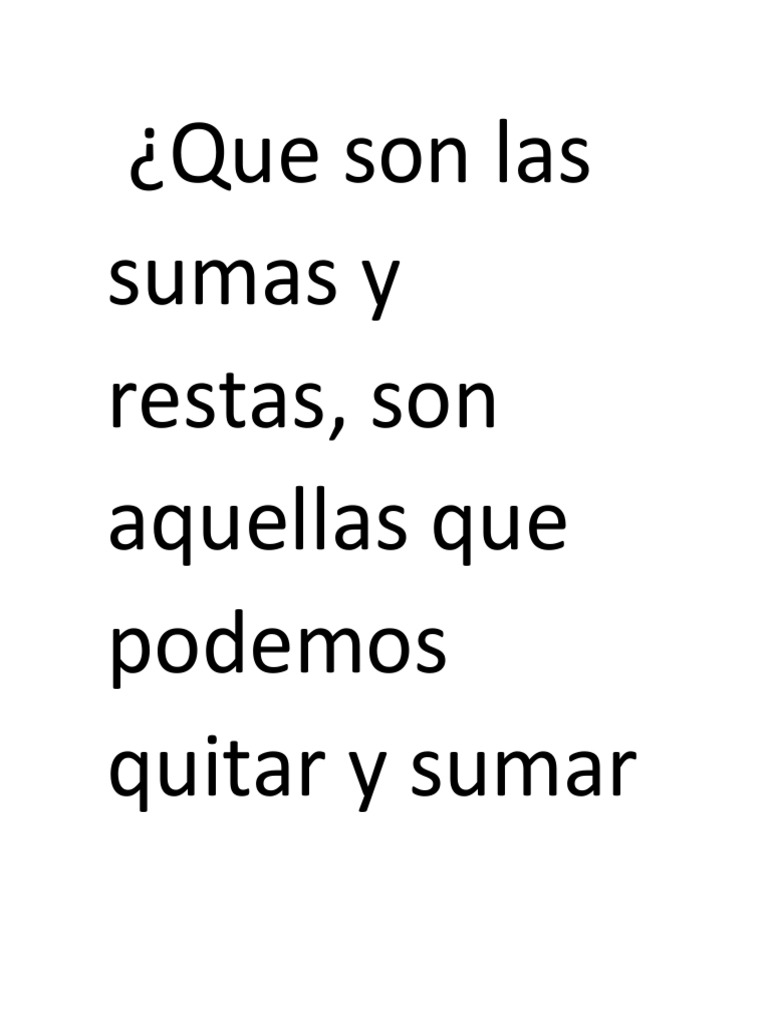 Que Son Las Sumas Y Restas Pdf