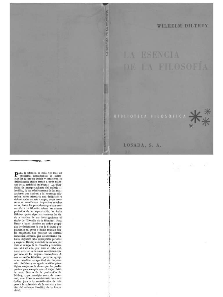 Dilthey La Esencia de La Filosofia Losad | PDF