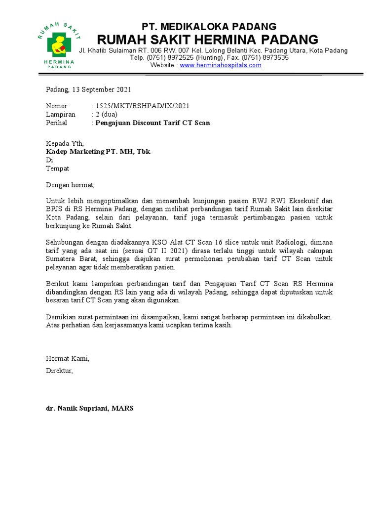 Surat Pengajuan Tarif CT Scan | PDF