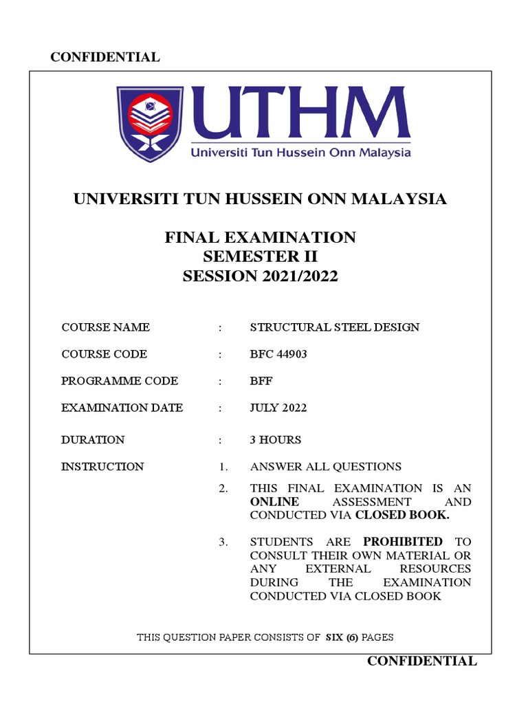 Universiti Tun Hussein Onn Malaysia Final Examination Semester Ii SESSION 2021/2022 | PDF ...