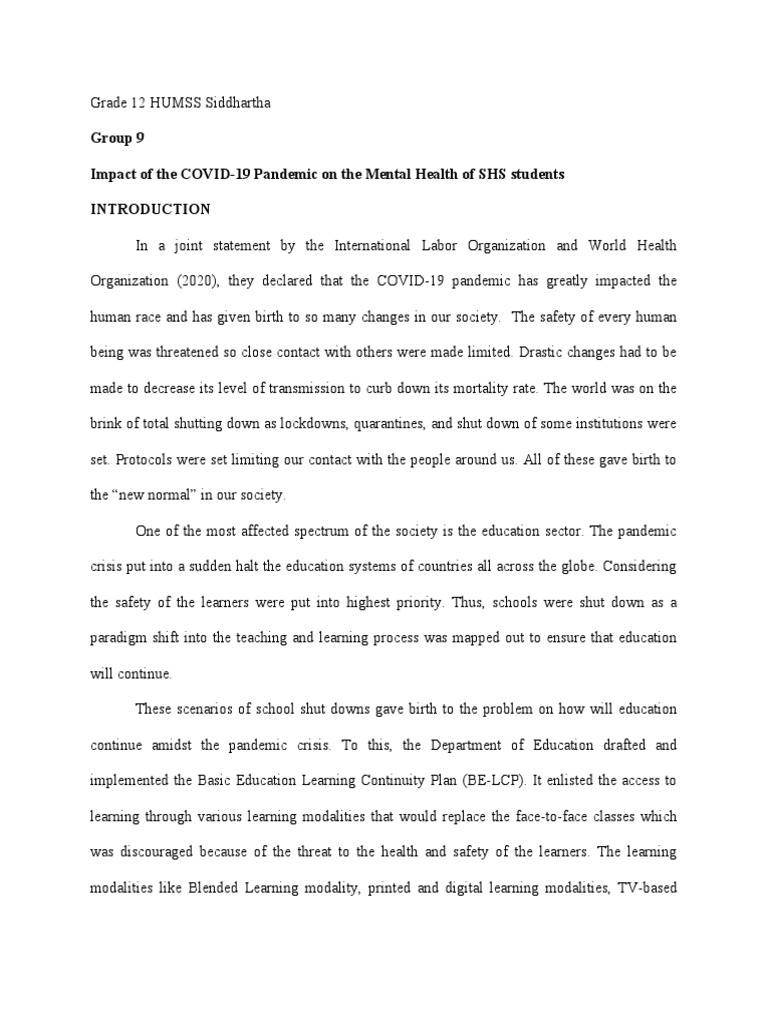 PR1-Group-9-Introduction-Grade-12-HUMSS-Siddhartha Revised Oct 29 | PDF | Stress (Biology) | Anxiety