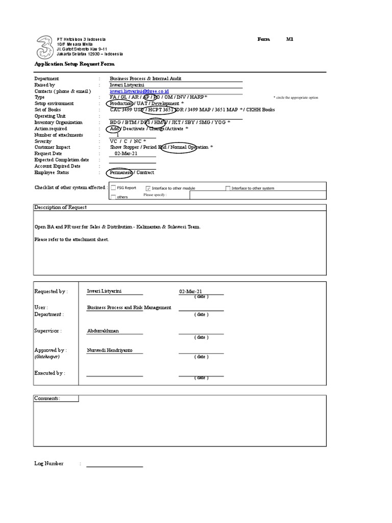 User Request Form - 020321 - Open User Access For Regional Kalimantan ... User Request Form - 020321 - Open User Access For Regional Kalimantan ...