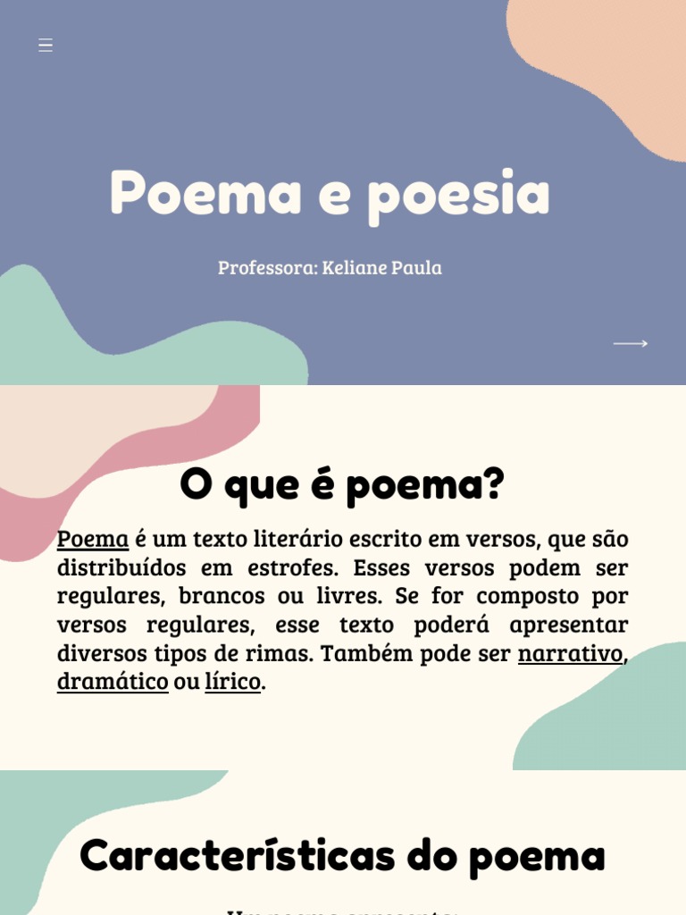 Características e tipos de poema e poesia | PDF | Poesia