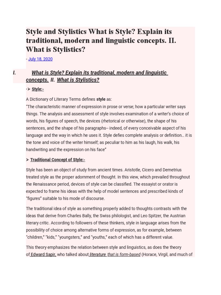 Style and Stylistics What Is Style | PDF | Linguistics | Cognition