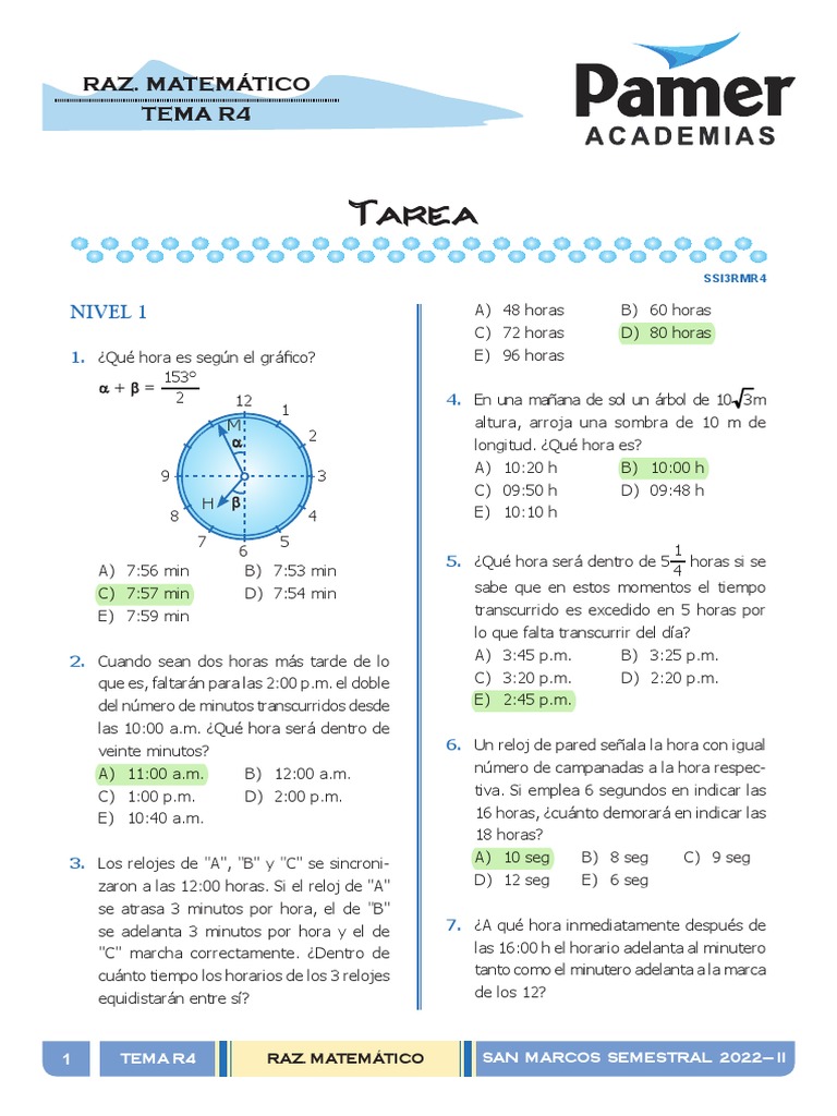 Tarea RM | PDF | Reloj | Hora