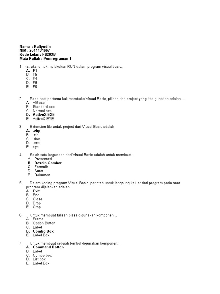 Dasar Pemrograman Visual Basic | PDF