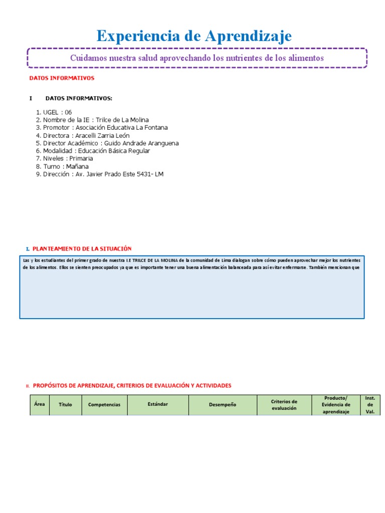 Experiencia de Aprendizaje 06 1º | PDF | Aprendizaje | Sustracción
