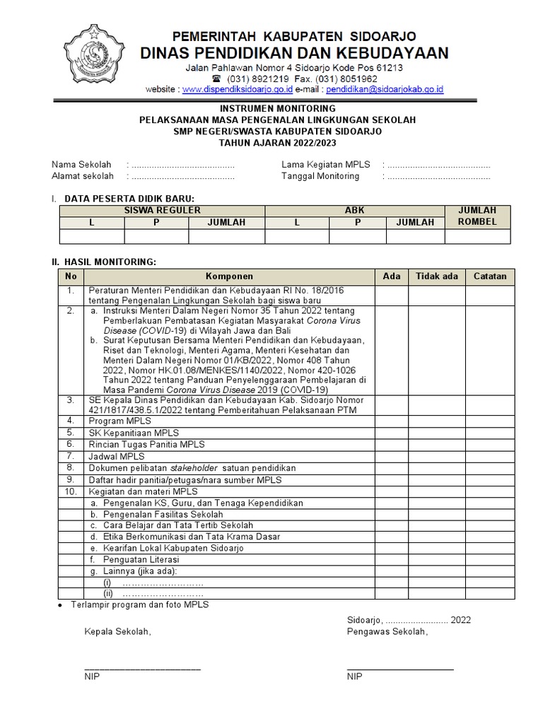 Instrumen Monitoring MPLS 2022 - Fix | PDF