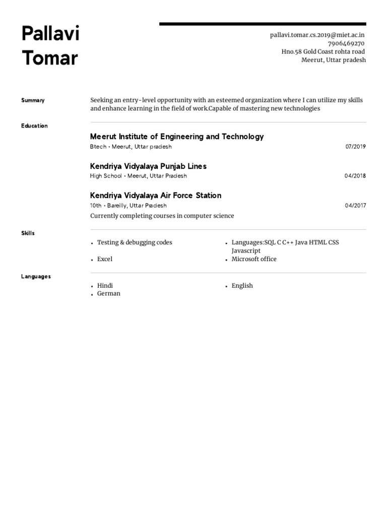 PALLAVI’S resume (1) | PDF