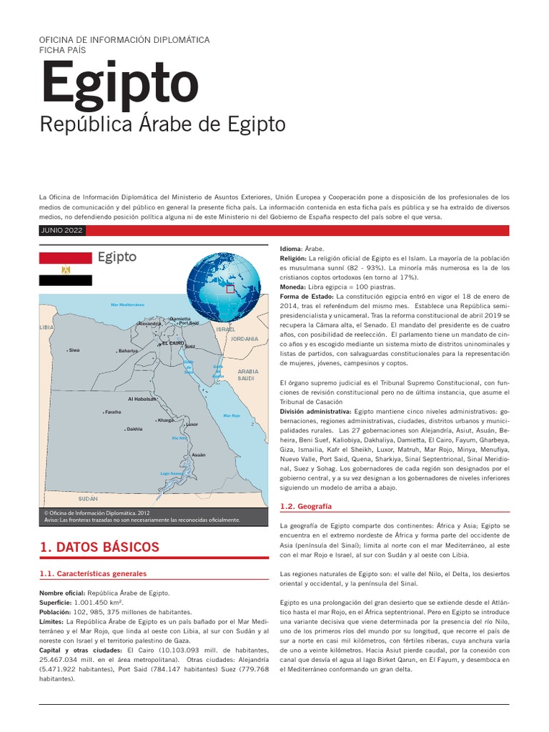 Egipto - Ficha Pais | PDF | Egipto | Abdel Fattah El Sisi