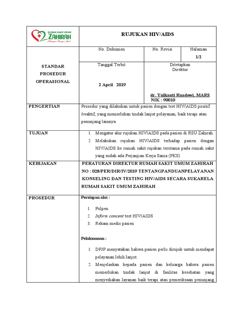 Sop Rujukan Hiv | PDF | Kesehatan Holistik